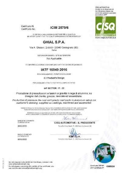 Certificazioni | Ghial